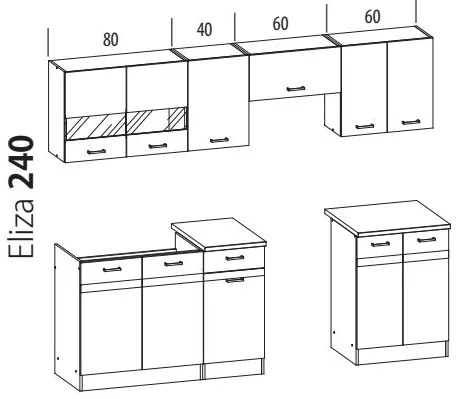 Kuchyňská linka ELIZA 240 tmavá