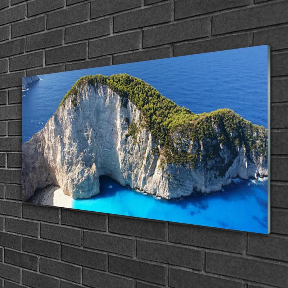 Obraz na skle Skály Moře Krajina 120x60 cm