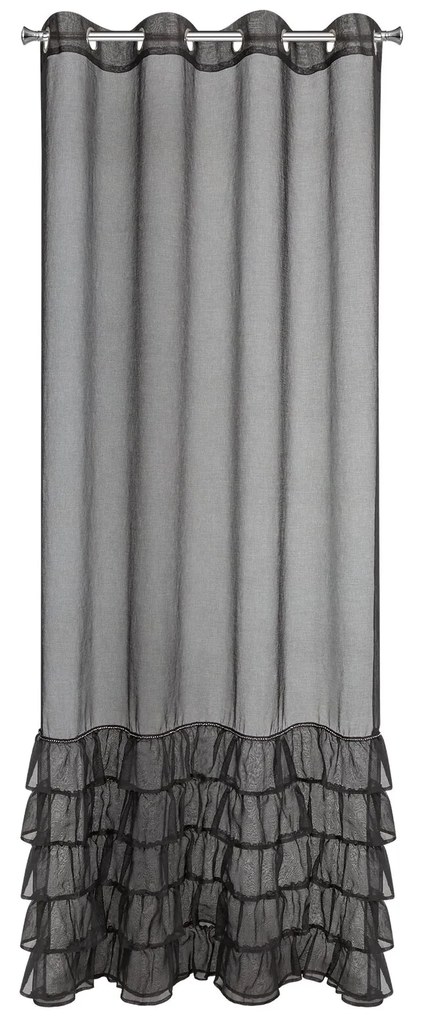 ZÁCLONA NA KROUŽČÍCH CARLI 140X250 CM ČERNÁ