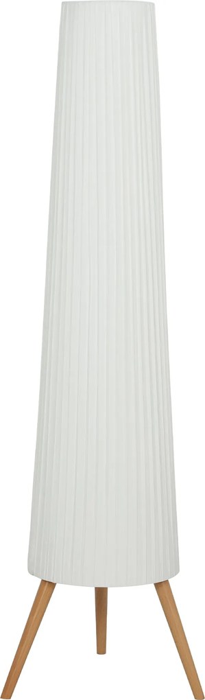 HOMCOM LED stojací lampa do obývacího pokoje stmívatelná dřevo s trojnožkou, stojací lampa s nožním spínačem, 46 x 153 cm, bílá