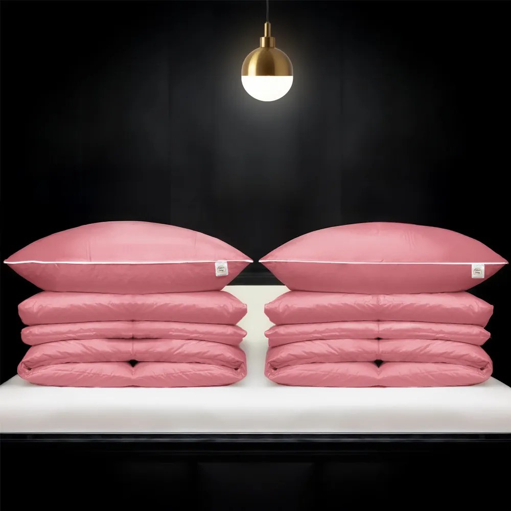 Set CLASSIC 2x péřový polštář, 2x péřová přikrývka: Růžová 2x 70x90cm, 2x 140x200cm