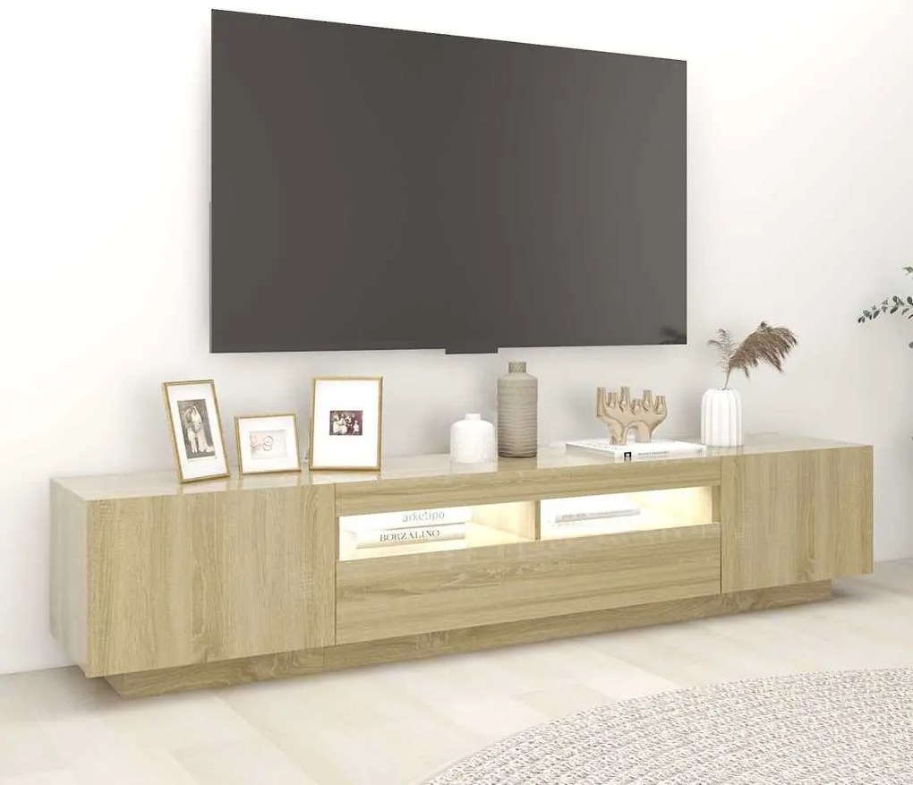 TV skříňka s LED osvětlením dub sonoma 200 x 35 x 40 cm 3081909