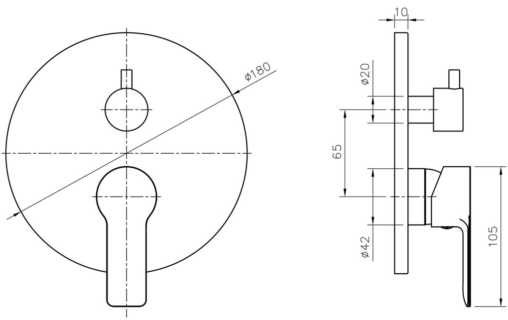 Bruckner, BARON podomítková sprchová baterie, 2 výstupy, chrom, 612.042.1