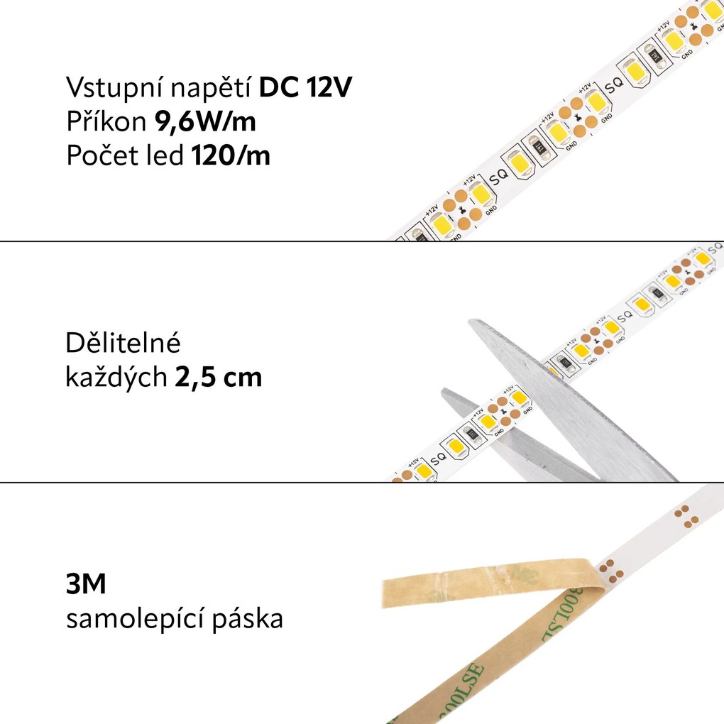 T-LED LED pásek vnitřní SQ3-600 záruka 3 roky Teplá bílá