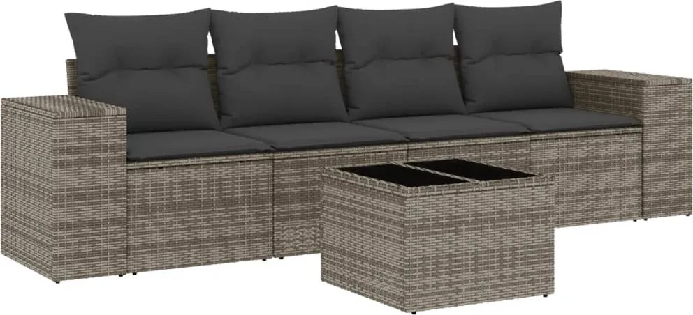 5dílná zahradní sedací souprava s poduškami šedá polyratan 3254627