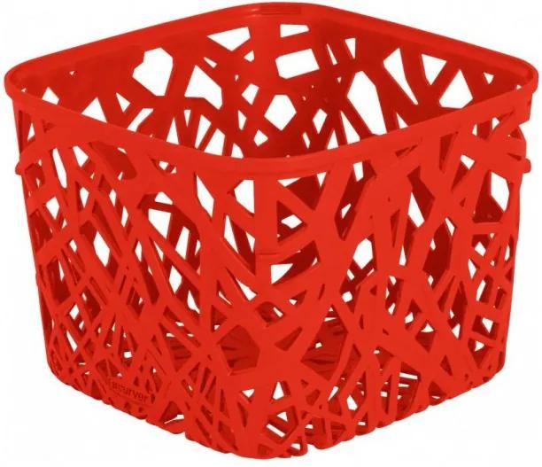 Designový plastový úložný košík na stůl - červený | BIANO
