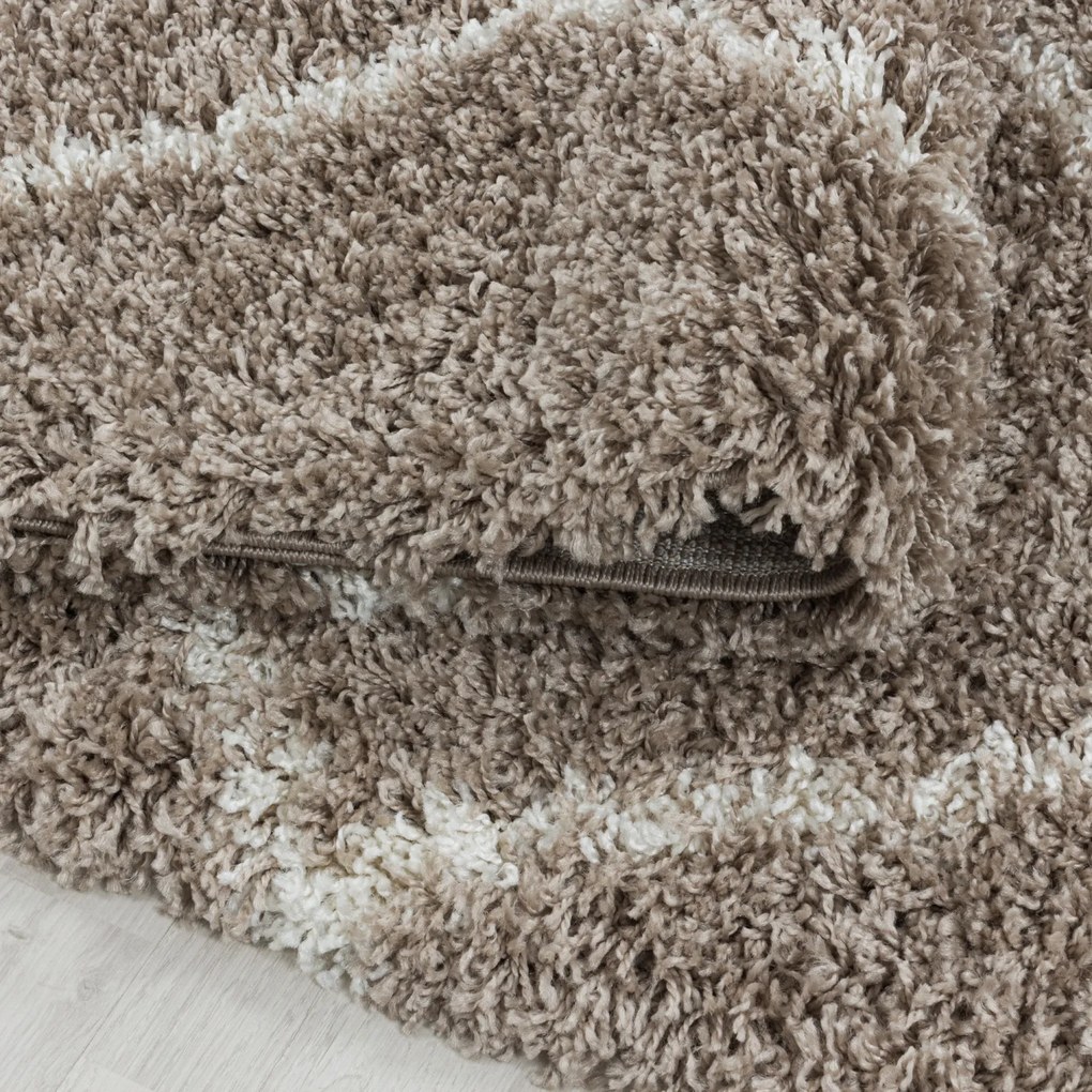 Ayyildiz, Kusový koberec Alvor Shaggy 3401 beige kruh, 80x80 (průměr) kruh, béžová, ložnice