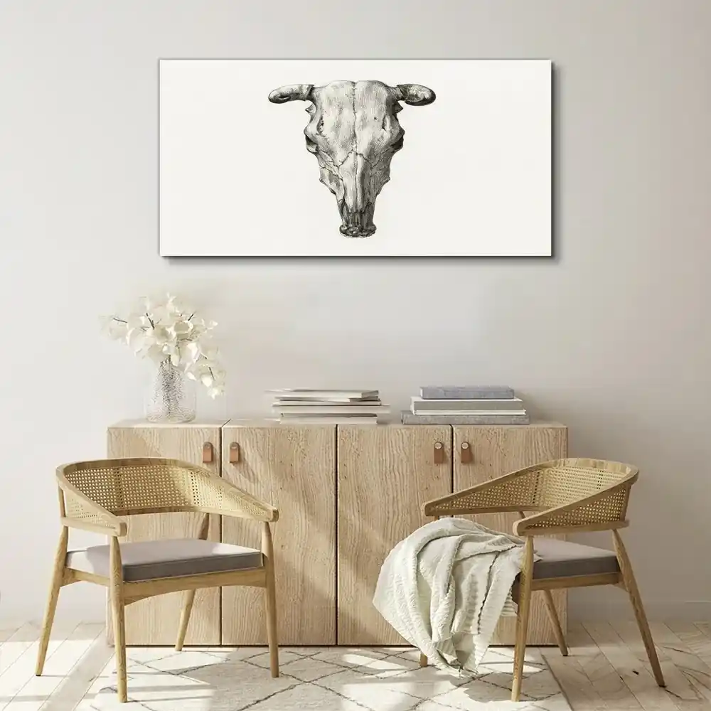 Obraz na plátně Kreslení zvířecí krávy lebka | BIANO