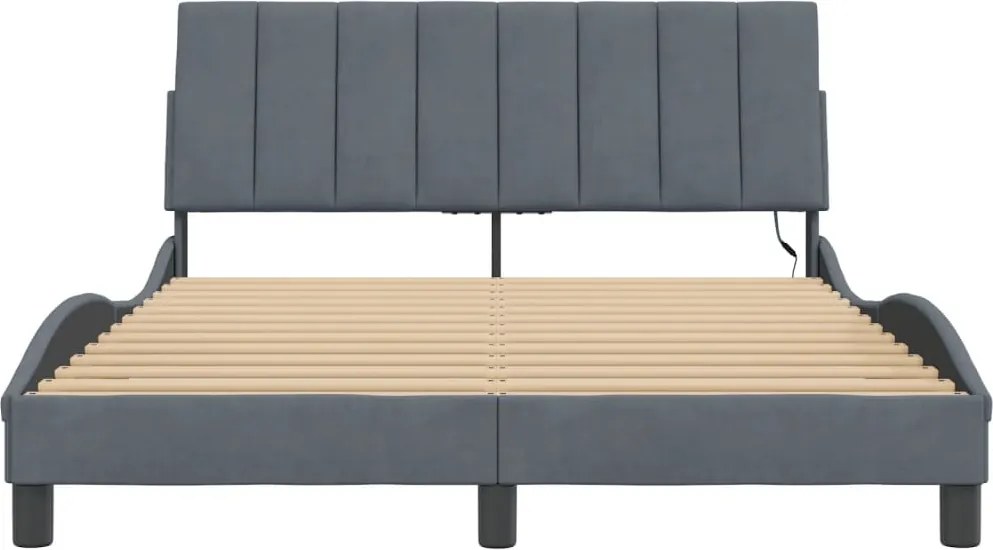 Rám postele s LED osvětlením bez matrace Hanko tmavě šedý 140 x 200 cm samet 3213782