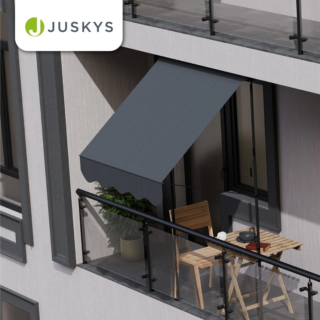 Juskys Rozpěrná markýza Kapstadt s klikou Barva: šedá, Velikost: 200 × 120 cm