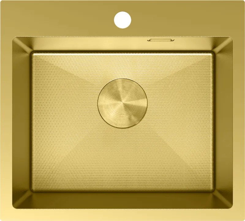 Mexen Solix, 1-komorový nerezový dřez 500 x 450 mm, broušená zlatá, vzor voština, 6402501000-55HC