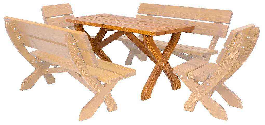 Drewmax MO111 stůl - Zahradní stůl z masivního smrkového dřeva 150x65x72cm - Dub
