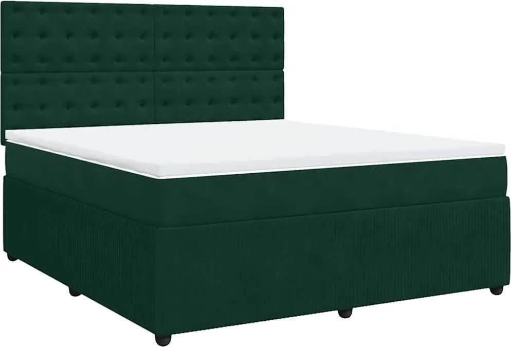 Box spring postel s matrací tmavě zelená 180x200 cm samet 3294721