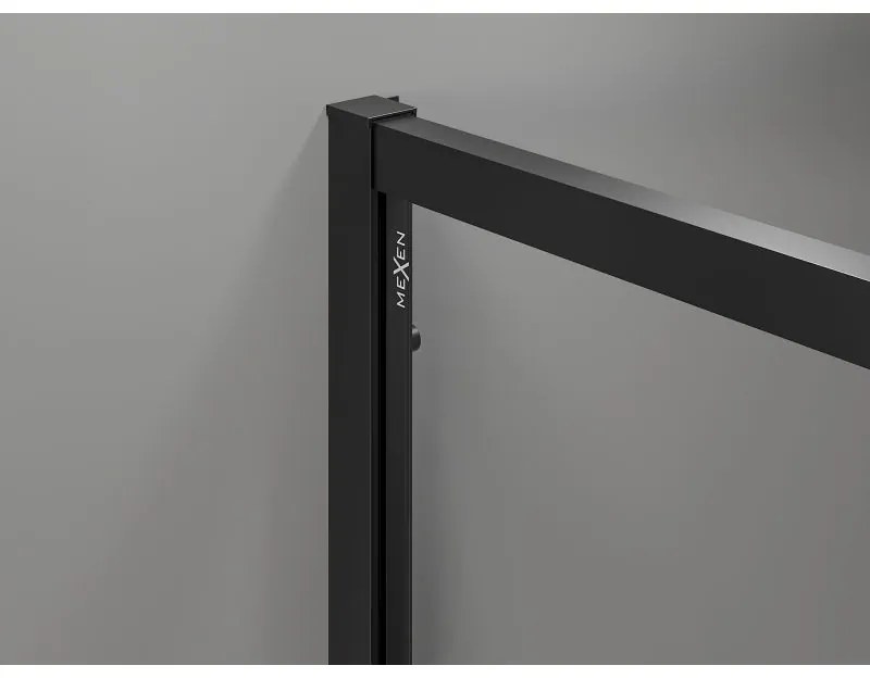 Mexen Exo, sprchový kout s posuvnými dveřmi 100 x 100 cm, 6mm čiré sklo, černý profil, 8151-100-100-70-00