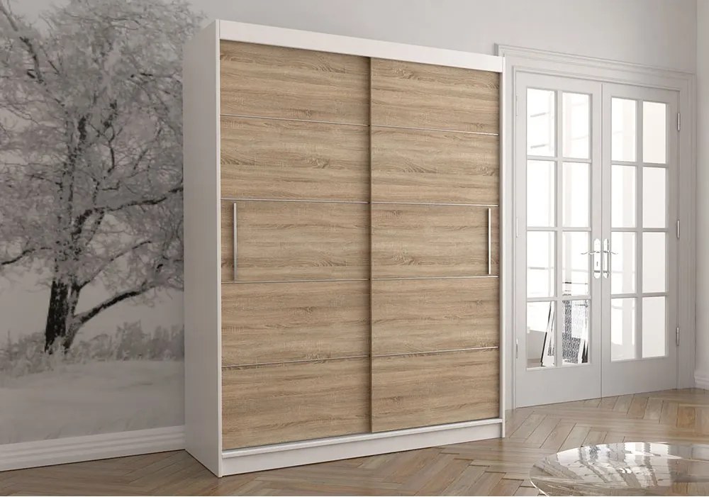 IDZ Šatní skříň Vista bez zrcadla (150 cm) Barva dřeva: Černá + Sonoma