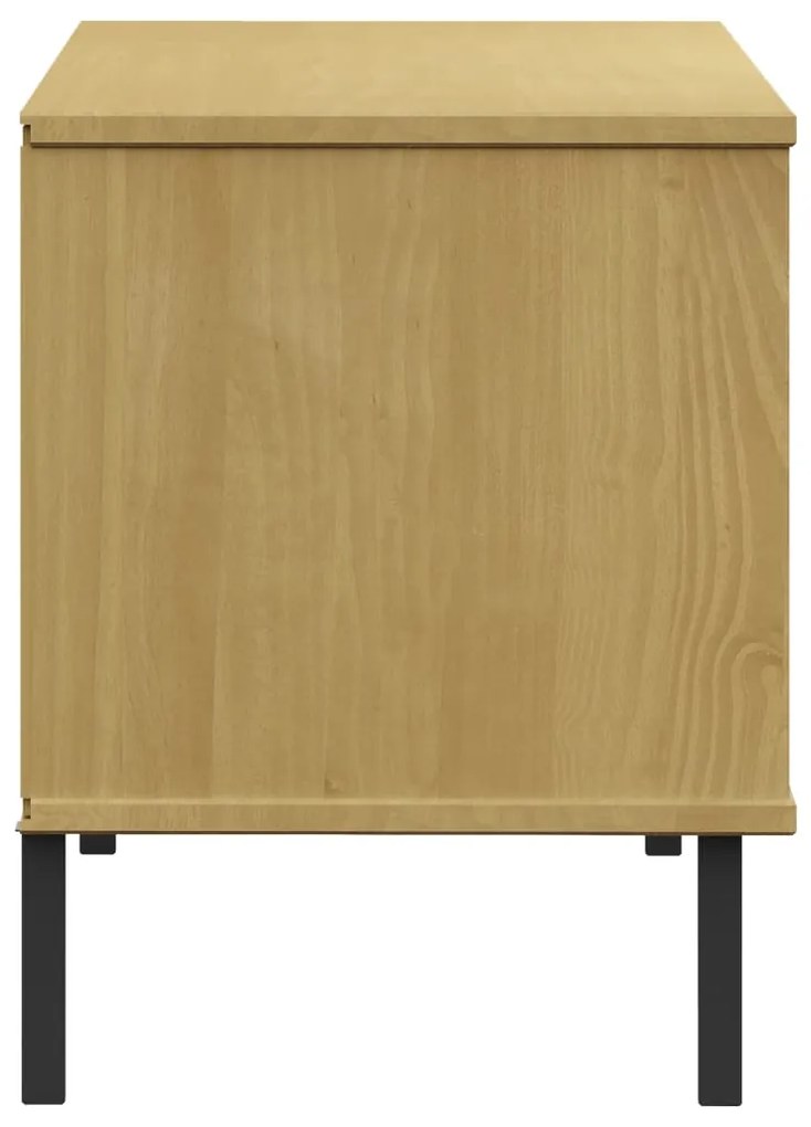 Botník Oslo s kovovými nohami - masivní dřevo - 106x35x45 cm | hnědý