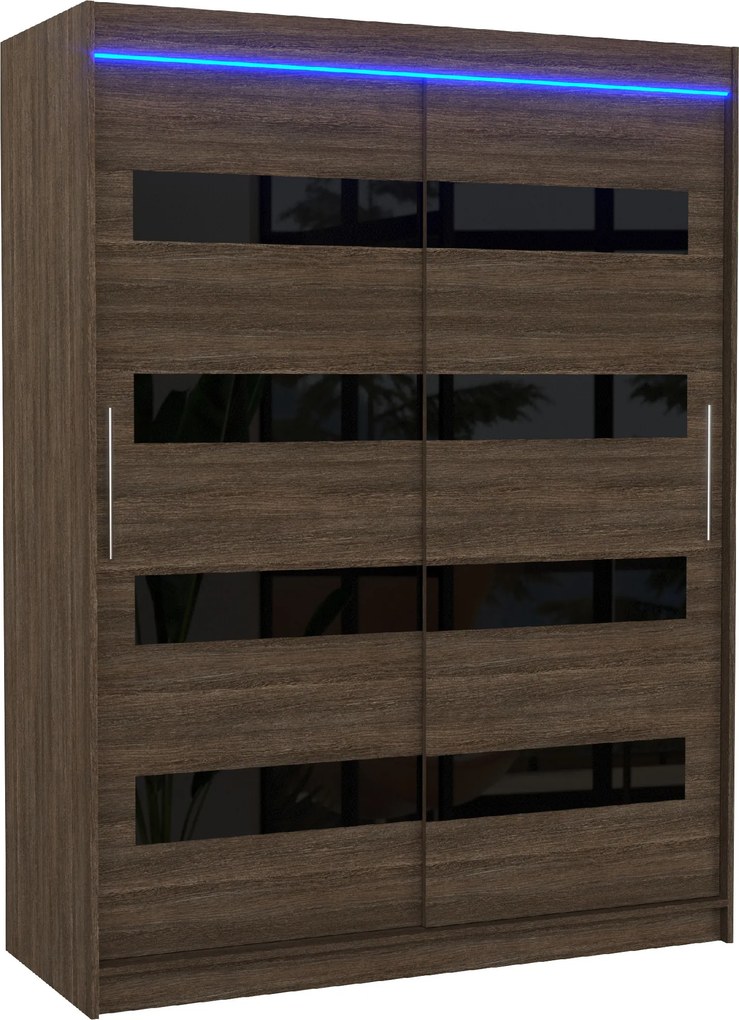 ADRK Furniture Posuvná skříň s lacobelem a LED osvětlením MARTINEZ 150 ADRK-SW-MAR-CHBL-150-L