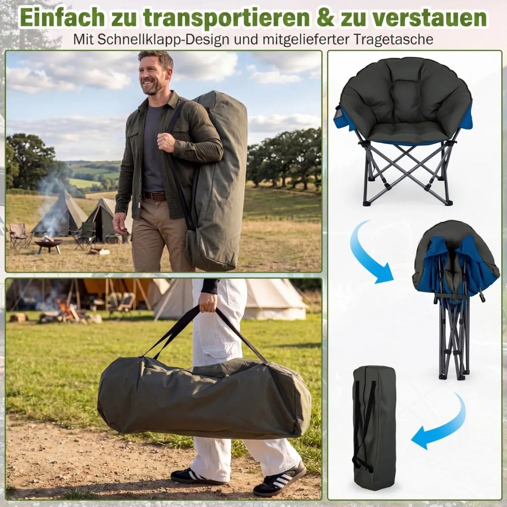Costway Skládací kempingové křeslo 227 KG Heavy Duty polstrované