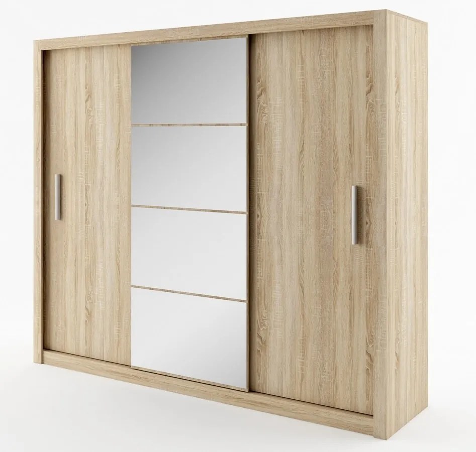 Šatní skříň IDEA dub sonoma zrcadlo 250 cm