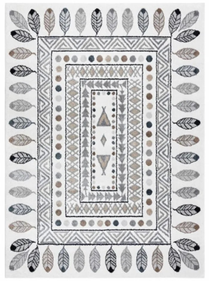 Dětský kusový koberec Pro indiány krémově bílý 200x290cm
