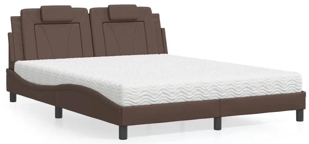 Postel Viana s matrací hnědá 160 x 200 cm umělá kůže 3208805