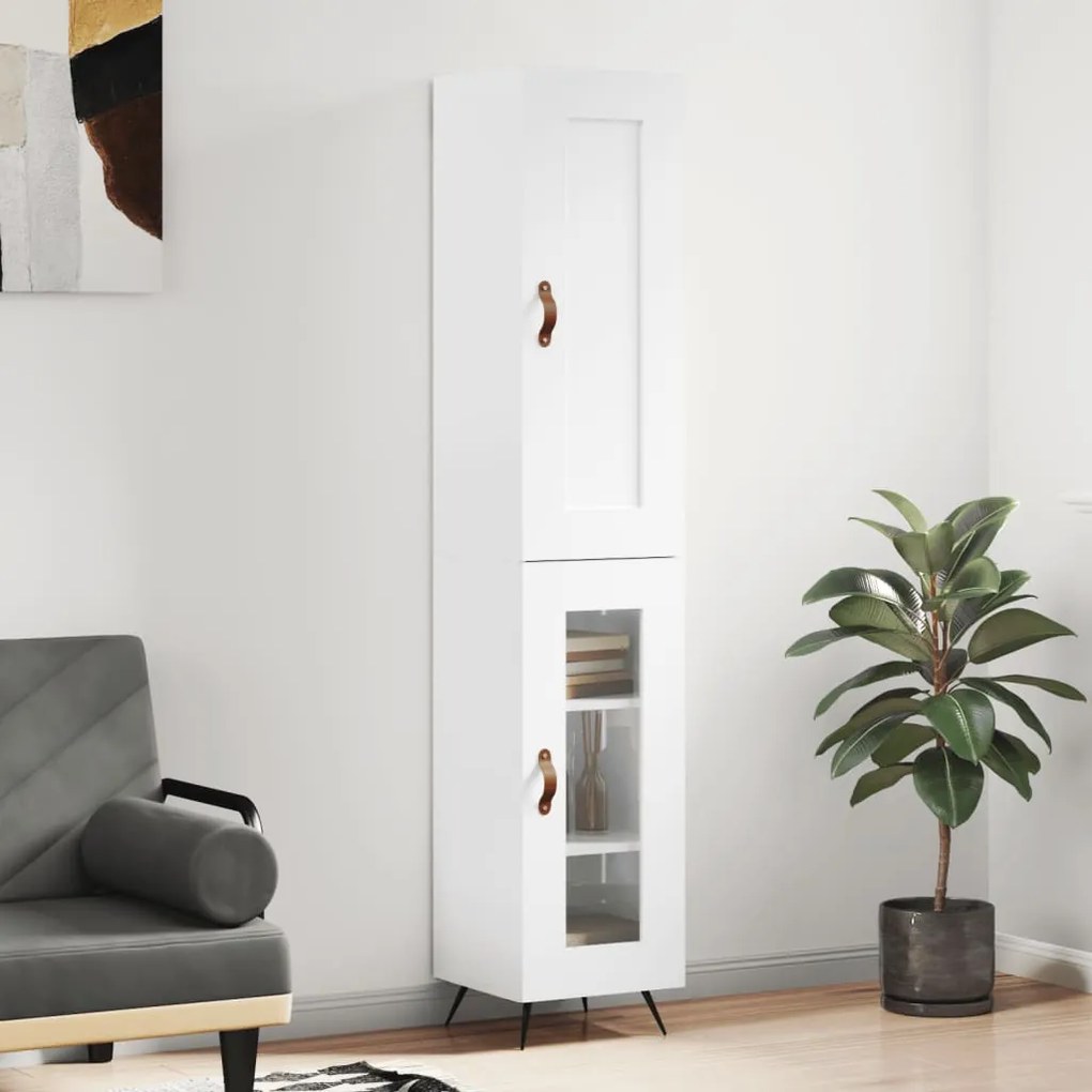 Skříň highboard bílá s vysokým leskem 34,5x34x180 cm kompozit 3200363
