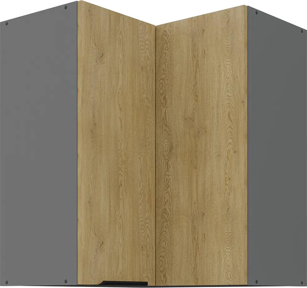 CREMONA ac | horní kuchyňská skříňka 60x60 GN-72 2F (90°) rohová s policemi | 60x60 cm | antracit/cremona