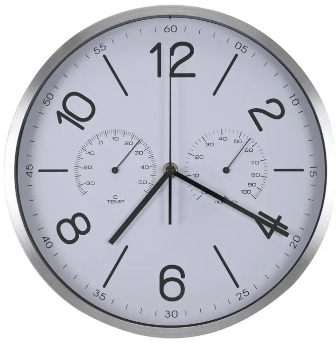 Nástěnné hodiny s teploměrem a vlhkoměrem, Ø 30 cm