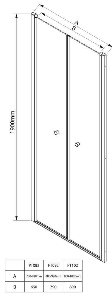 Sapho, PILOT otočné sprchové dveře dvoukřídlé 900mm
