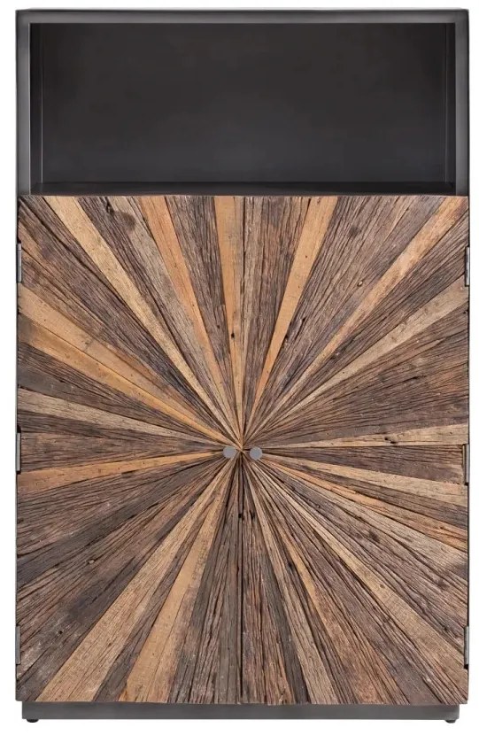 furniture-nabytek.cz - Masivní komoda Highboard Derwood z recyklovaného dřeva a kovu, lakovaná, šedá – 90×45×145 cm