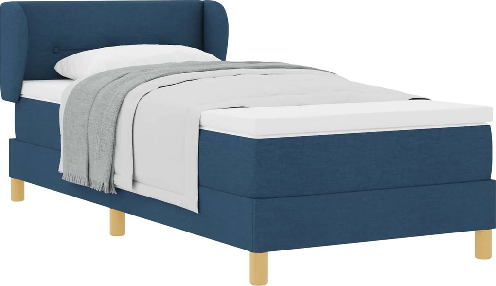 Postel s boxspringem s čelo Modrá 90 x 190 cm textil 3340191