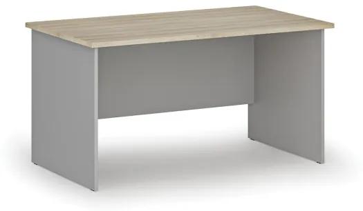 Kancelářský psací stůl rovný PRIMO GRAY, 1400 x 800 mm, šedá/dub přírodní