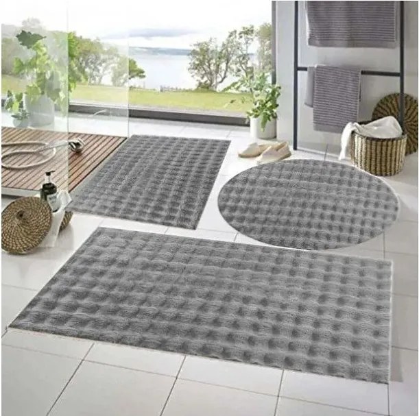 Šedé koupelnové předložky v sadě 3 ks 60x100 cm Powder – Mila Home