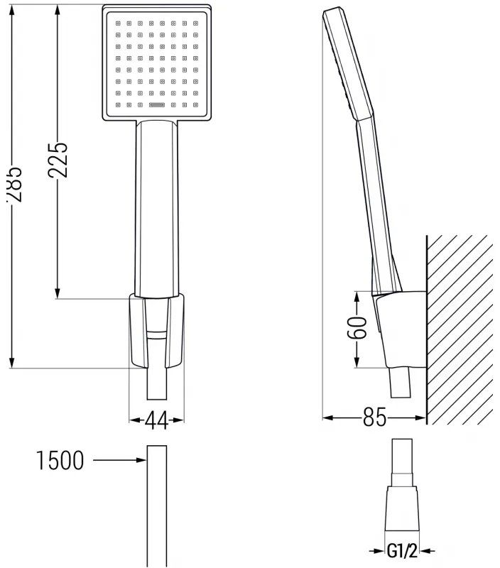 Mexen Mino R45 vanová baterie se sprchovou sadou, Černá - 7243R45-70