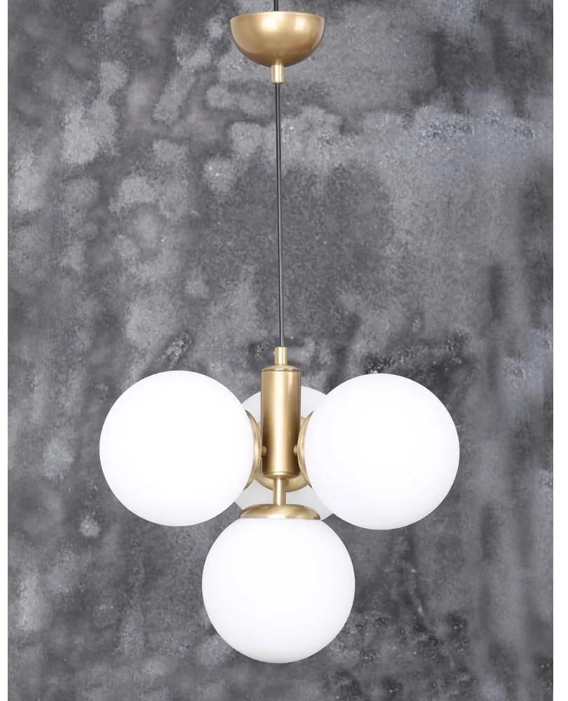 Závěsné svítidlo se skleněným stínidlem ve zlato-bílé barvě ø 15 cm Hector – Squid Lighting