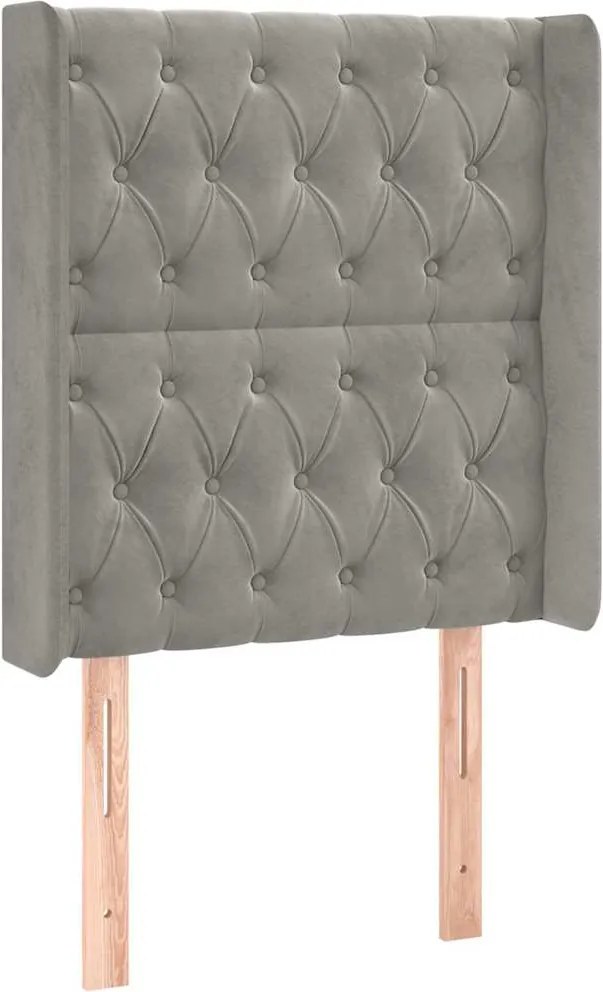 Čelo postele typu ušák světle šedé 83x16x118/128 cm samet 3119946