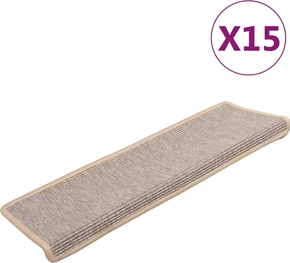 Schodové rohože 15 ks 65 x 21 x 4 cm stříbrné s obdélníkovým okrajem 326907