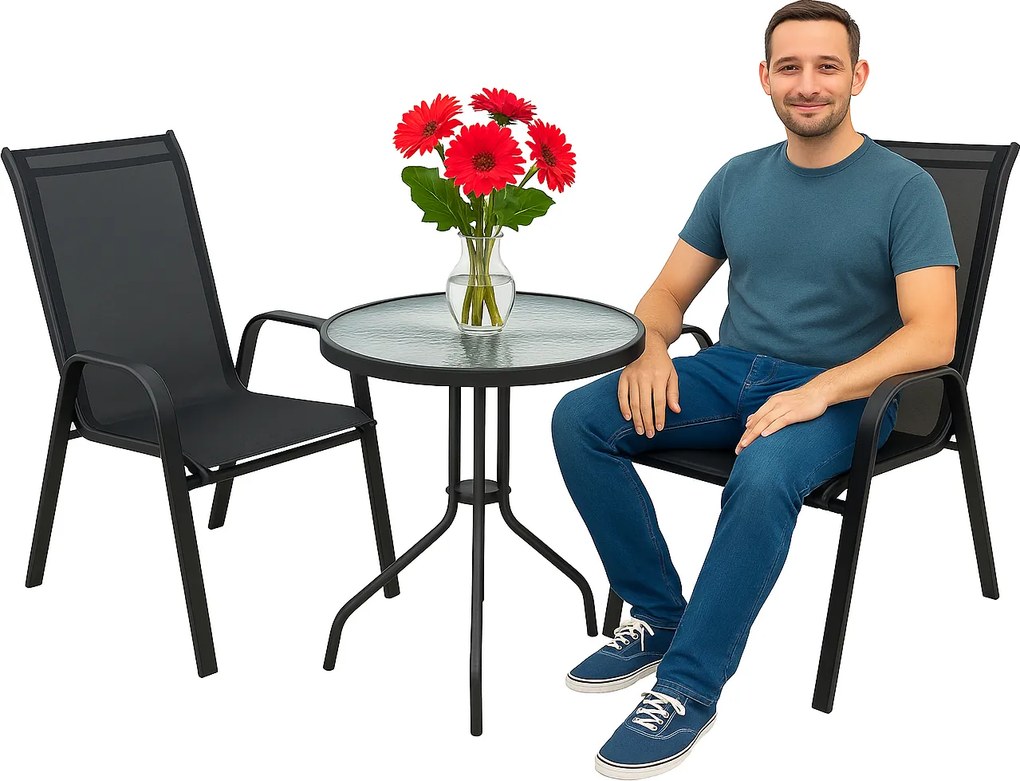 TRENDIE Sestava zahradního nábytku - 2 židle a stůl 60cm kulatý