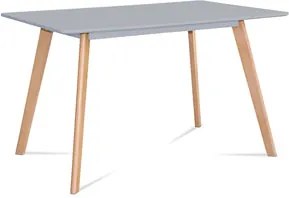 Autronic - Jídelní stůl 120x80 cm, MDF, šedý matný lak, masiv buk, přírodní odstín - DT-605 GREY