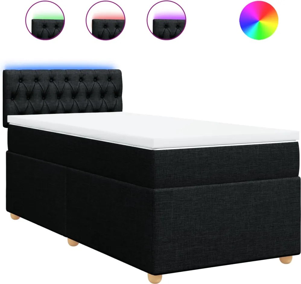 Box spring postel s matrací černá 80 x 200 cm textil 3288816