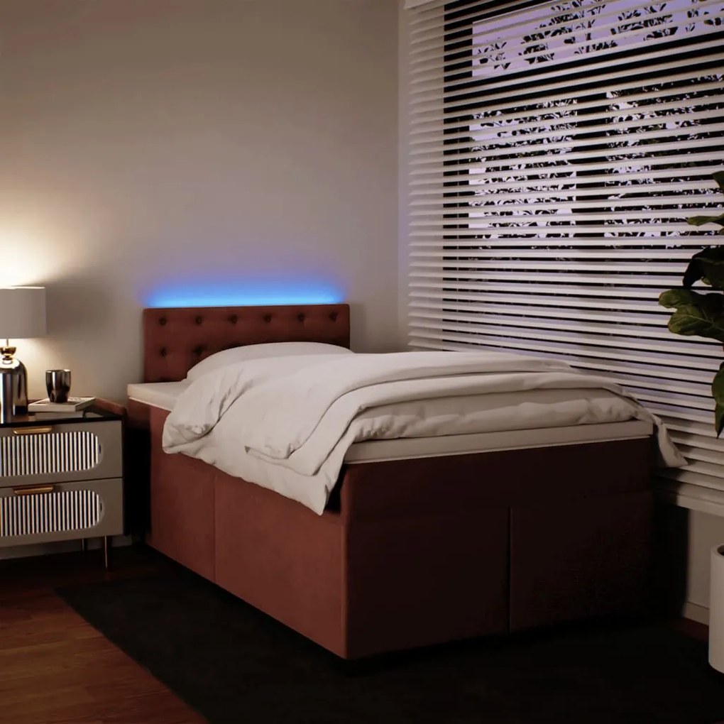 Box spring postel s matrací růžová 120 x 200 cm samet 3288599