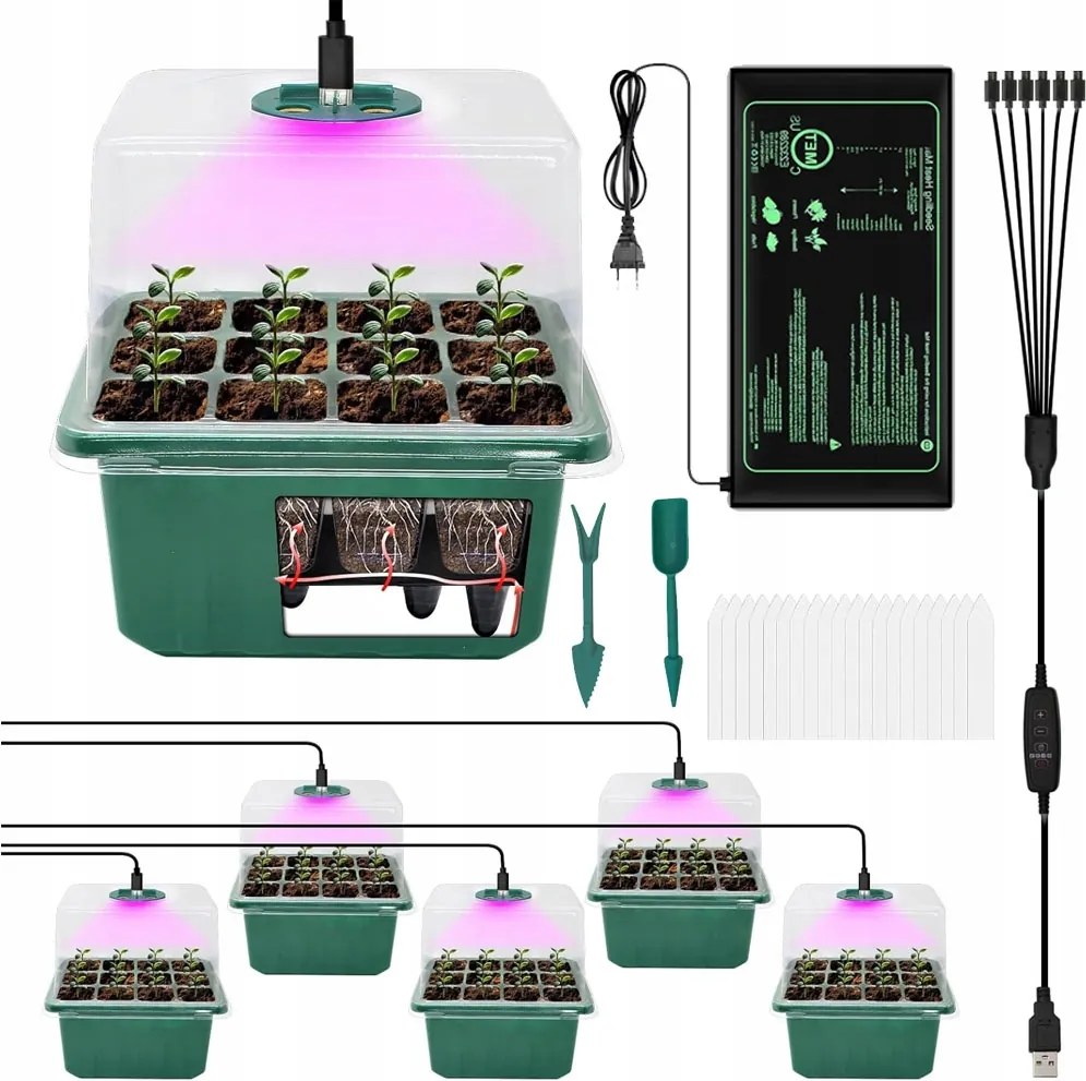 Vícekvětináč na setí květináč na sadbu mini skleník 5ks