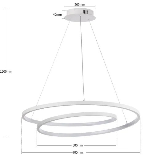 Brilagi-LED Stmívatelný lustr na lanku TWISTER LED/75W/230V pr. 70 cm bílá + DO