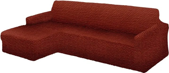Bielastické potahy CRISTINA měděná sedačka s otomanem vlevo (š. 170 - 300 cm)