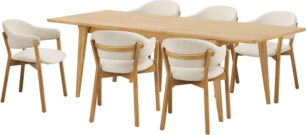 House Nordic Jídelní set stolu DARWIN a 6 židlí DUNKIRK světlý 7771009-S