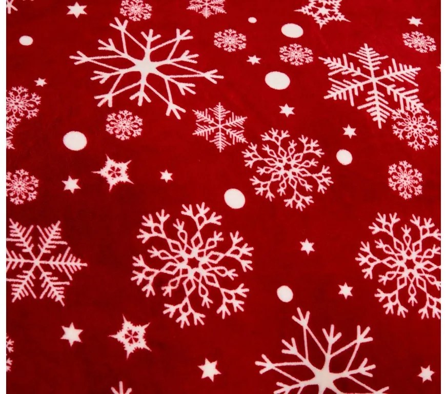 Sada mikroplyšového povlečení SNOWFALL červené + prostěradlo mikroplyš SOFT 90x200 cm bílé, jednolůžko
