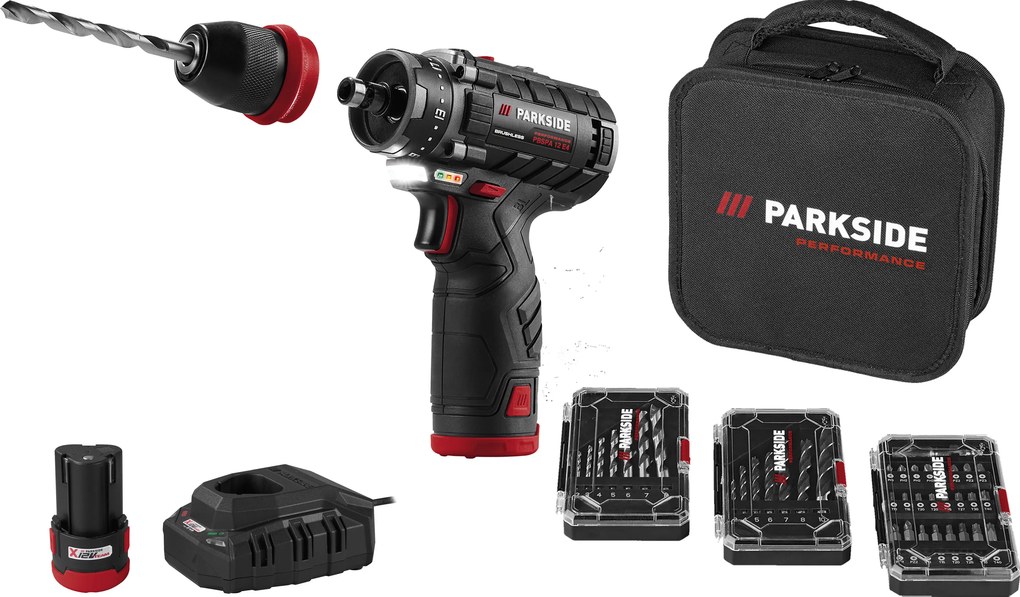 Parkside Performance® Sada s aku vrtacím šroubovákem Pbspa 12 E4