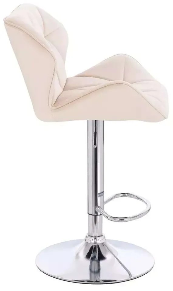 LuxuryForm DESIGN Barová židle MILANO VELUR na stříbrné kulaté podstavě - krémová