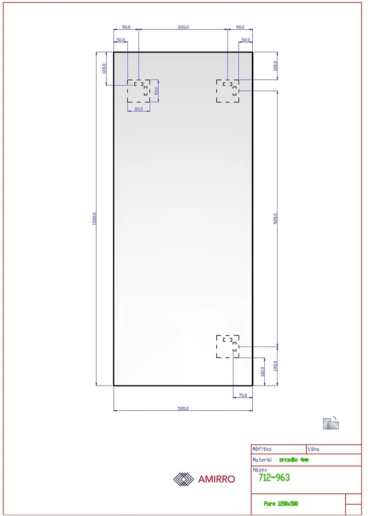 Amirro Zrcadlo na chodbu do předsíně nástěnné PURE 5 mm 50 x 120 cm s leštěnou hranou 712-963