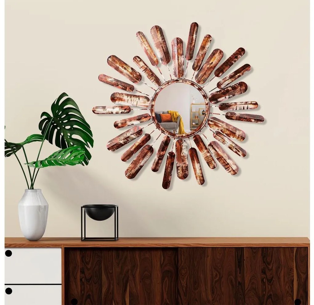 Asir Nástěnné zrcadlo SUN pr. 75 cm hnědá 930DYU1514